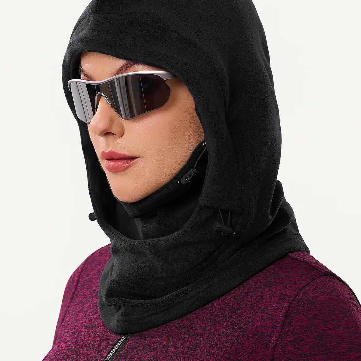 Black Fleece Hinged Balaclava For Women | Soneven